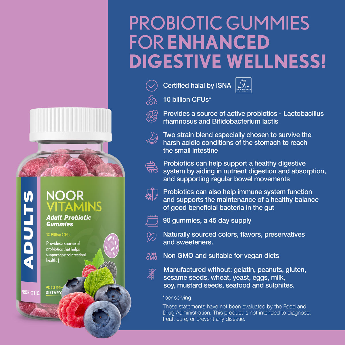 Adult Probiotics Gummy Vitamin - Halal Probiotics Gummies for Adults ...